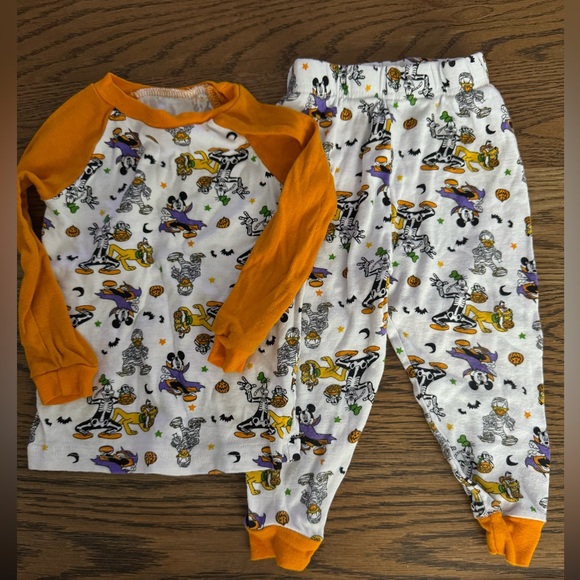Pajamas | Disney Mickey Cartoon Print Pajamas Orange And White | Poshmark